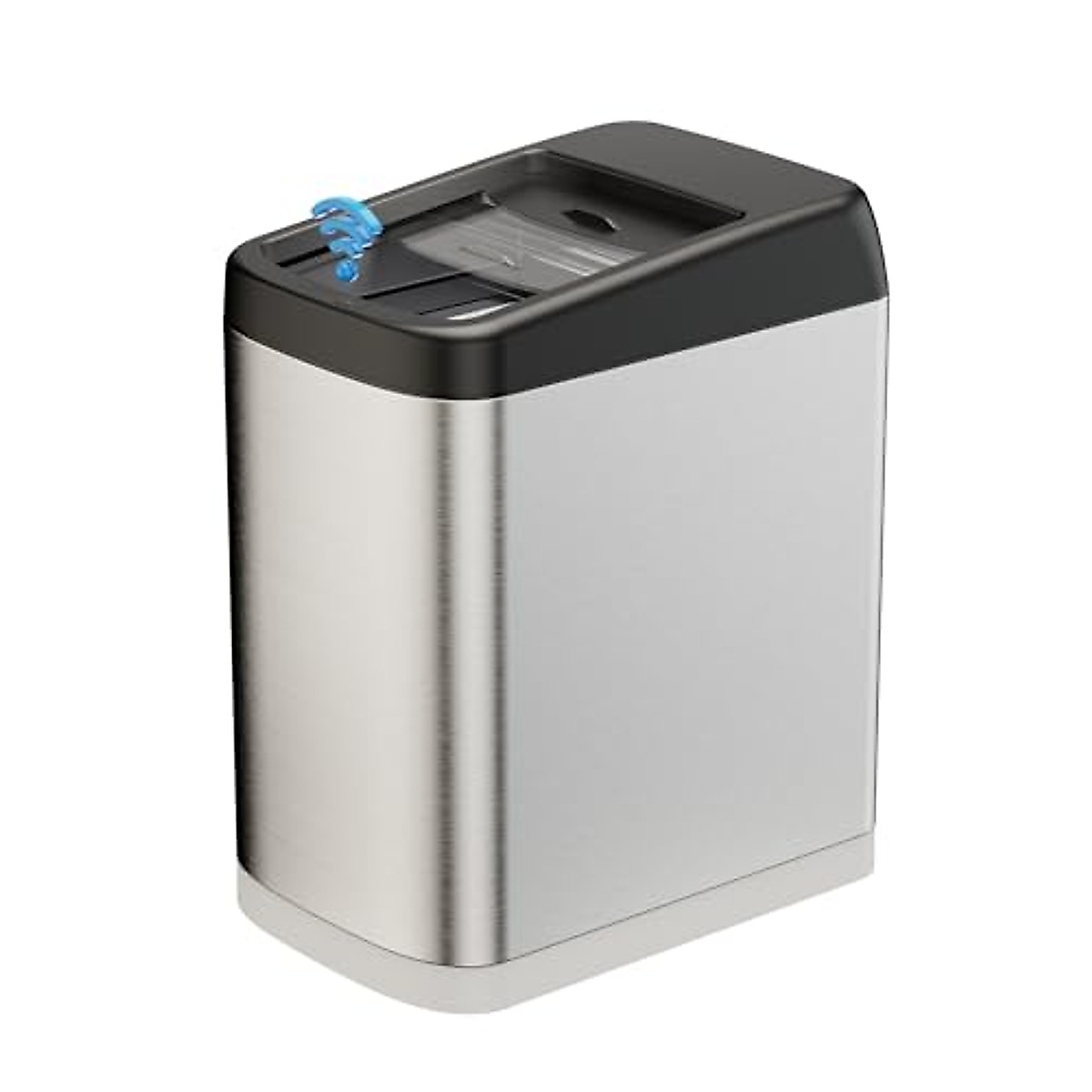 ELLO&ALLO 50 Liter 13 Gallon Touchless Rectangular Automatic Motion Sensor Trash Can for Kitchen, Brushed, 13 Gallon Black/Stainless Steel