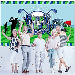 Golf Birthday Party Decoration Golf Happy Birthday Backdrop Photo Booth Banner Photography Background for Golf Sports Themed Birthday Party Supplies for Men Boy Adult Kids, 73 x 43inch