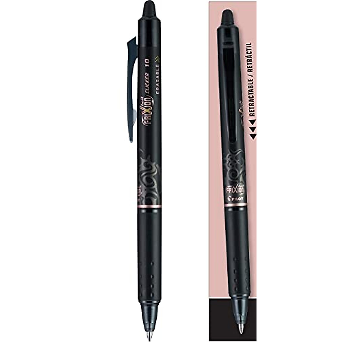 Pilot, FriXion Clicker Erasable Gel Pens, Bold Point 1 mm, Pack of 12, Black