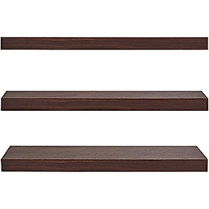 Kiera Grace kieragrace KG Maine Floating Shelves-Dark Walnut 24", Set of 3 Wall Organization