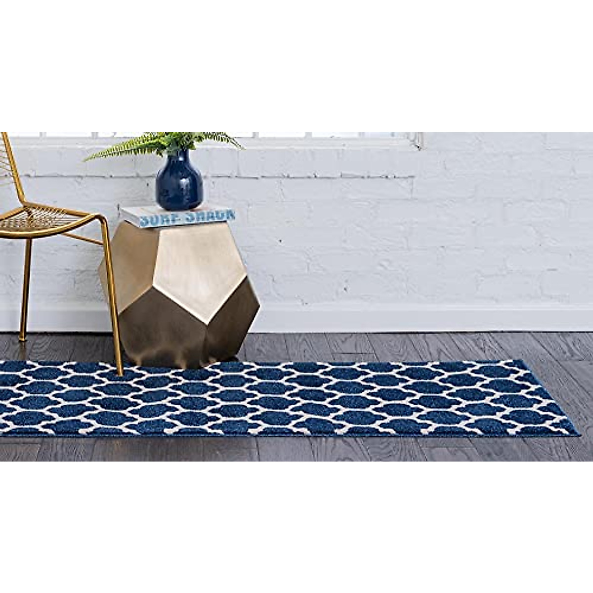 Unique Loom Trellis Collection Modern Morroccan Inspired with Lattice Design Area Rug, Runner 2' 0" x 6' 1", Dark Blue/Navy Blue