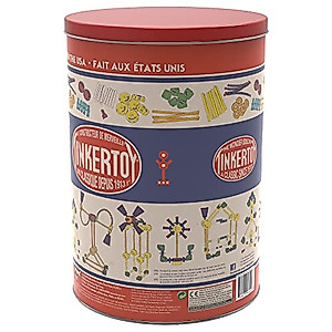 TINKERTOY - Retro Building Tin - 100 Parts - Collectible, Nostalgic Construction Toy, Great for Kids, Toddlers, Boys, Girls, Ages 3+