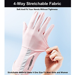 SUJAYU UV Protection Gloves Driving Gloves Women, Full Finger UV Gloves Sun Gloves Sun Protection Gloves, Thin Gloves UV Light Gloves Women Cycling Gloves for Women (Pink)