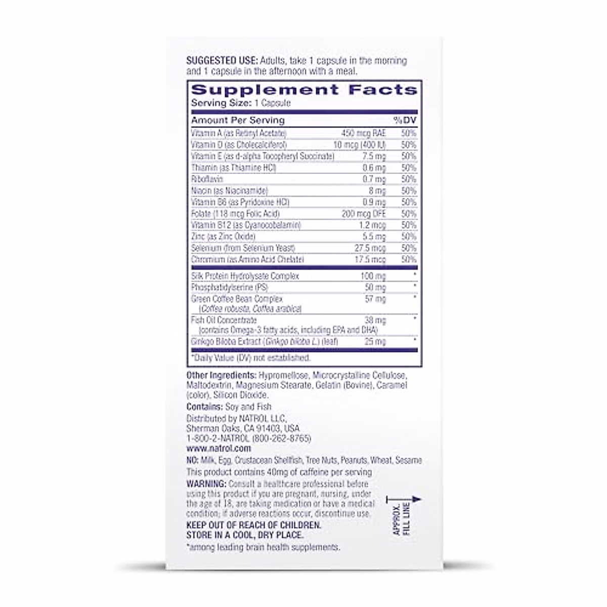 Natrol Cognium Complete, Dietary Supplement for Brain Health, Brain Health Supplements for Adults, 60 Capsules, 30 Day Supply