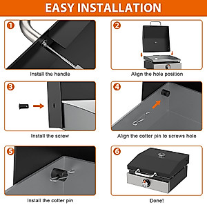 Griddle Lid for Blackstone 17 Inch Adventure Ready 1832 Griddle Flat Top Grill Station, Outdoor Hinged Lid Griddle Hard Cover Hood with Handle for 17" Blackstone Tabletop Cooking Station Griddle