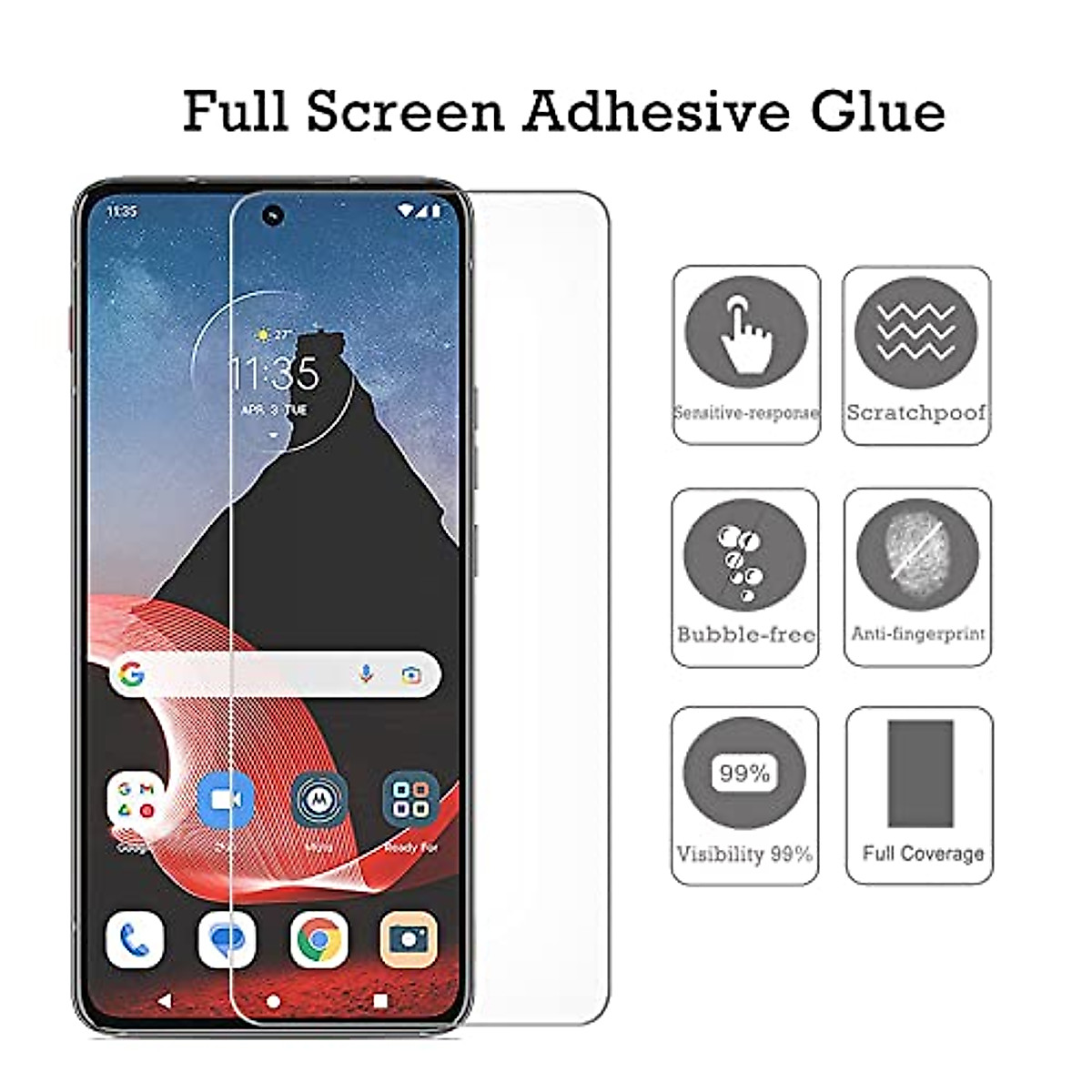 RBEIK 3PACK MOTO ThinkPhone 5G Screen Protector Glass, Premium 9H Hardness Anti-Scratch Bubble Free Tempered Glass Screen Protector for Motorola MOTO ThinkPhone 5G 6.6" Screen