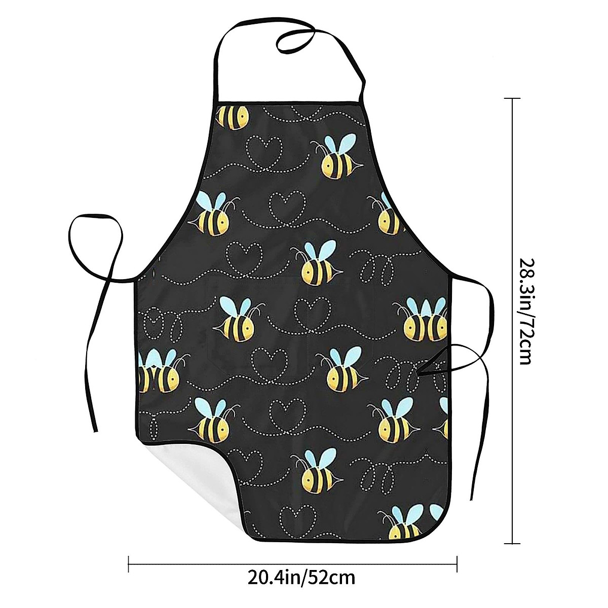 MuMuYun Bumble Bees Kitchen Apron, Kitchen Cooking Aprons with Pockets Aprons for Men Women, Black, 20W x 28L