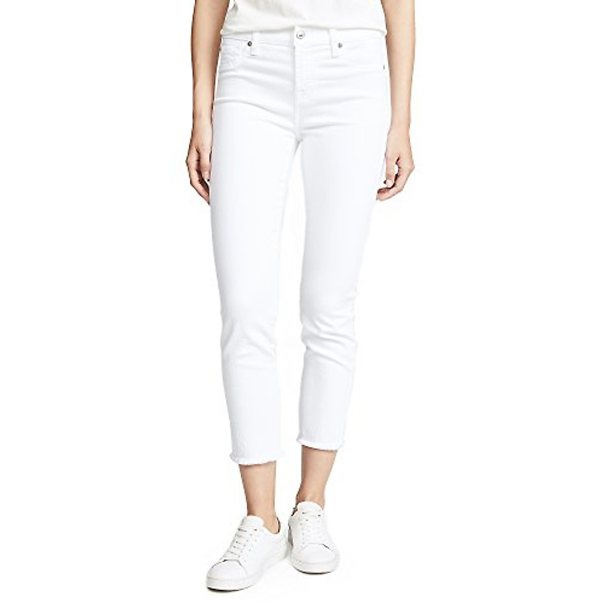 7 For All Mankind Womens Jeans Roxanne Ankle Pant, White, 30