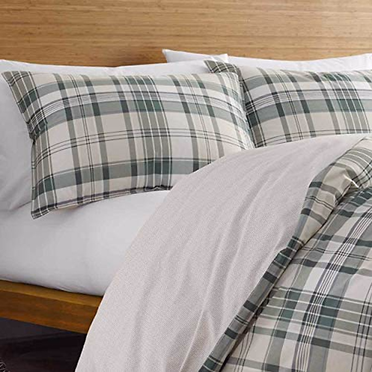 Eddie Bauer - Queen Comforter Set, Reversible Cotton Bedding with Matching Shams, Plaid Home Decor for All Seasons (Timbers Green, Queen)