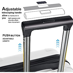 GigabitBest Luggage Sets Clearance Spinner Wheels Suitcase 3 Piece Set PC+ABS with TSA Lock Carry on Hardshell Lightweight 20in 24in 28in, White