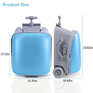 Ride On Suitcase for Kids, Kids Ride-on Suitcase Carry-on Luggage, 20" Luggage with Spinner Wheels Suitcase, Expandable Luggage Seat with 4 Universal Wheels Help Your Child Travel, Gift as Kids