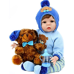 Aori Reborn Baby Dolls Boy Lifelike Reborn Toddler Doll 22 Inch Weighted Reborn Baby with Baseball Toy and Doll Accessories Birthday Gift for Children Age 3