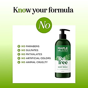 Tea Tree Oil Body Wash - Hydrating Shower Gel Tea Tree Body Wash for Women and Men - Women and Mens Body Soap with Peppermint and Tea Tree Essential Oil and Moisturizing Body Wash for Dry Skin Care