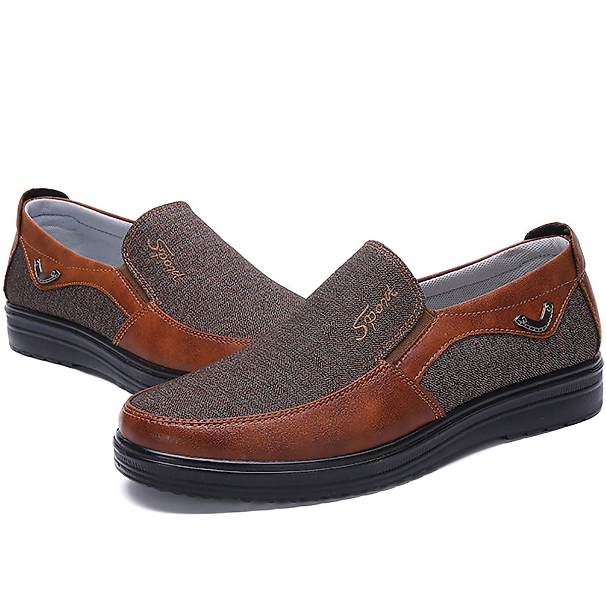 COSIDRAM Mens Loafer Casual Shoes Canvas Lightweight Driving Travel Walking Shoes Soft Slip on Brown 12