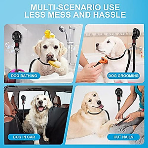 Dog Bathing Tether with Heavy Suction Cup, Dog Grooming Tub Restraint Soft Nylon Leash with Adjustable Collar for Pet Dog Cat Shower and Grooming