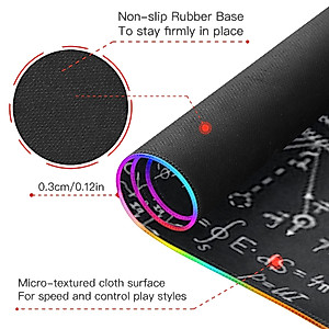 Large RGB Gaming Mouse Pad Blackboard Inscribed Scientific Formulas Calculations Physics Glowing Extended Mousepad 31.5x11.8in, Soft Anti-Slip Rubber Base Luminous Mouse Mat for Pc Laptop, Gaming, of