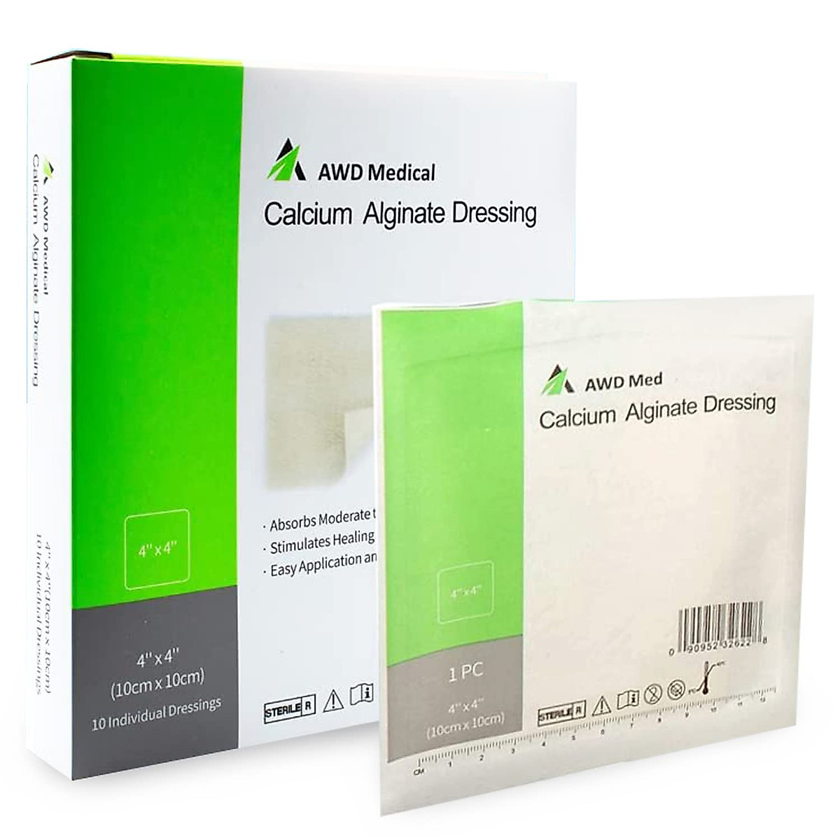 AWD Silver Calcium Alginate Dressing for Wound Care - Skin, Wound Care Products, Bandages Large Wound Care, Non Stick Pads for Wounds, Comfortable & Absorbent (4"x5", 5 Count)