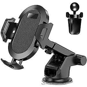 【2022 NEW】VOVIGGOL Universal Cell Phone Holder for Car Phone Mount Car Phone Holder Dashboard Windshield Air Vent Long Arm Strong Suction Cell Phone Car Mount Fit for iPhone Samsung All Phones (Black)