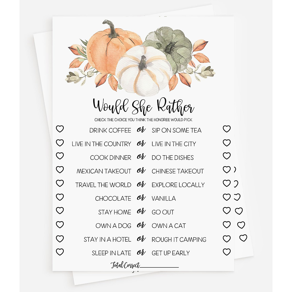 All Ewired Up 50 Would She Rather (50-Cards) Fun Baby Shower Game Activity, Bridal Shower, Bachelorette, Gender Neutral Boy or Girl, Pumpkin, Autumn