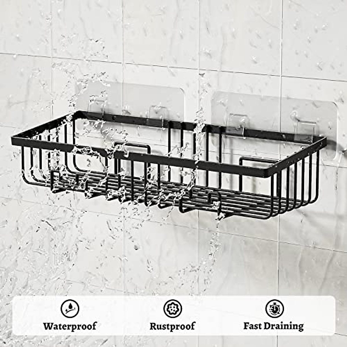 Alsonerbay Shower Organizer Bathroom Caddy for Shower, No Drilling Shower Shelf Baskets for Storage, Rustproof Metal Shower Rack, 2 pack, Matte Black