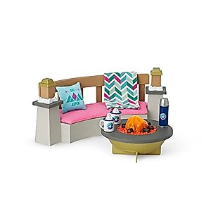 American Girl Corinne Tan Girl of the Year 2022 18-inch Doll Ski Lodge Fire Pit Playset with LED Flames, For Ages 8+