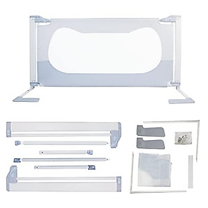 Letmudla Bed Rail for Toddlers, 74.8'' Easy to Assemble Toddler Bed Rail Sturdy Bed Rail, Height Adjustable Toddler Bed Rails No Gap, Bed Guard for Twin Double Full Size Queen & King Bed (Pack of 1)