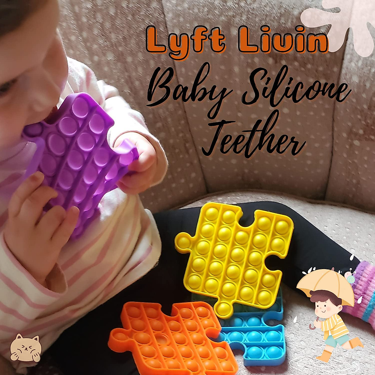 Lyft Livin Teethers Push Pop SiliconeToys for Babies Toddlers |Adults| Relief Sensory Poppers Fidget Helps Improve Motor Skill Memory & Autism for Preschool Crawling Baby Kids - Rainbow Circle
