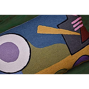 Kashmir Designs Lumbar Kandinsky Abstract Pillow Cover - Soul | Modern Throw Pillows | Modern Chair Cushion | Contemporary Pillow | Farmhouse Pillows | Modern Couch Pillow | Handmade Wool Size 14x20