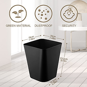Hoolerry 9 Pieces 2 Gallon Small Trash Cans Bulk Bathroom Trash Bin Plastic Wastebasket Square Garbage Can for Bedroom Slim Bathroom Trashcan Small Container for Kitchen Office Home Rooms(Black)
