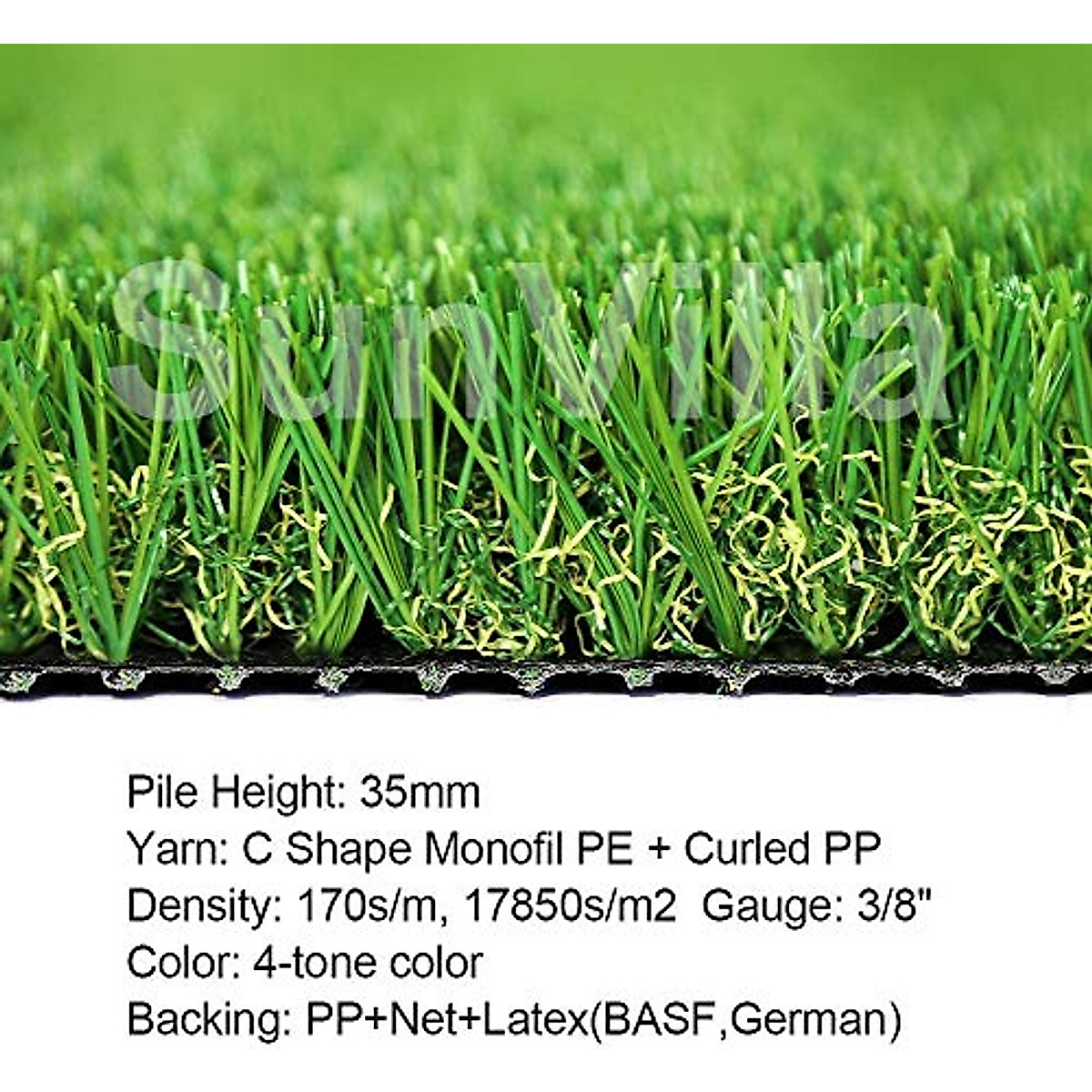 SunVilla SV7'X13' Realistic Indoor/Outdoor Artificial Grass/Turf 7 FT X 13 FT (91 Square FT)
