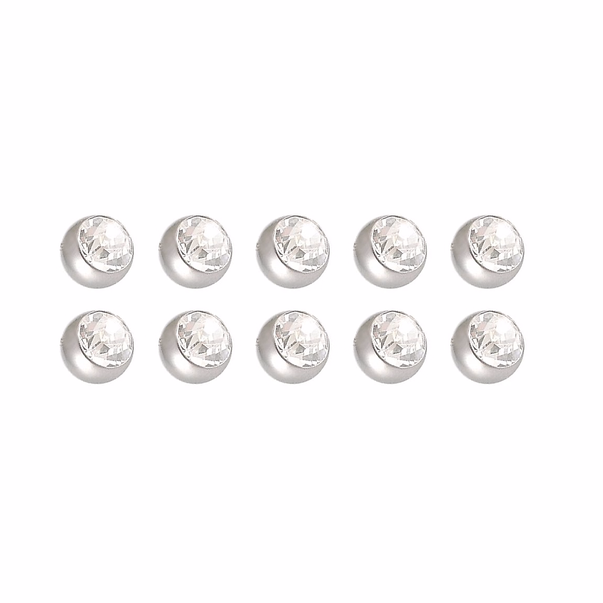 10 Replacement Belly Ring Clear Swarovski cz gem Top Ball Balls 5mm Silver 10pcs Navel Button Piercing bar Body Jewelry 14g