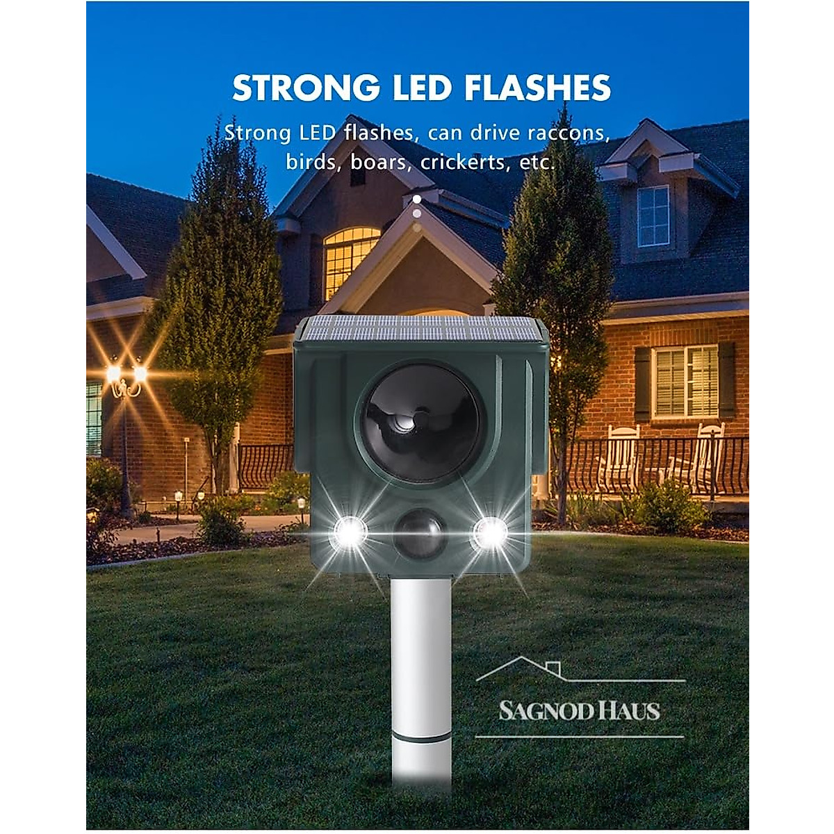 Animal Repellent Outdoor,Ultrasonic Pest Repeller with Motion, Light Sensor and Sound for Cat/Birds/Deer/Skunk/Rat/Squirrel. Deterrent Devices for Yard, Garden, Farm or Patio