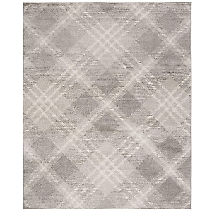 SAFAVIEH Adirondack Collection Area Rug - 8' x 10', Light Grey & Ivory, Modern Plaid Design, Non-Shedding & Easy Care, Ideal for High Traffic Areas in Living Room, Bedroom (ADR129B)
