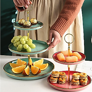 Fruit Basket for Kitchen 3 Tier Porcelain Cupcake Stand, Tiered Serving Cake Stand, Dessert Stand, Weddings Parties Pastry Serving Tray Tier Tray Stand Fruit Bowl/Fruit Bowls (Color : Brass)