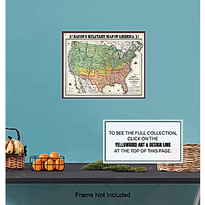 Civil War Memorabilia - The Civil War - American Civil War Poster - 8x10 Southern States Confederacy Vintage Map Replica - The Confederate Secession - Americana - American US Map - Historic Wall Art