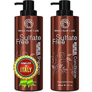 Moroccan Argan Oil Shampoo and Conditioner Set - Sulfate Free, Anti Frizz Hydrating Care for Women - Deep Moisturizing Treatment for Color, Keratin Treated, Curly, Damaged and Dry Hair