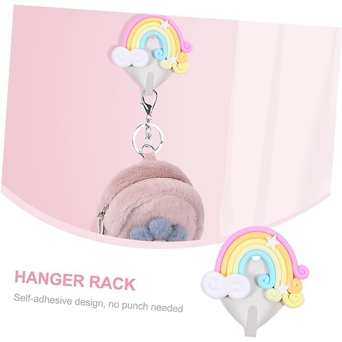 18Pcs Rainbow Wall Hook Cute Clouds Star Rainbow Key Hat Towel Hooks Adhesive Drill Free Wall Hangers Wall- Mounted Hanger Wall Clothes Hooks for Home Office Kids Room