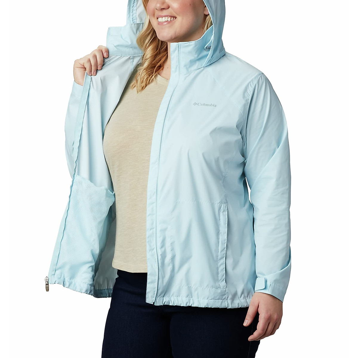 Columbia Women’s Switchback III Waterproof Rain Jacket, Spring Blue, XX-Large
