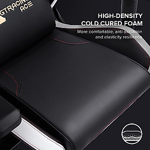 Gaming Chair 350lb Big and Tall High Back Office Chair Ergonomic Racing Reclining Chair with 4D Armrests Swivel Tilt Rocker (White)