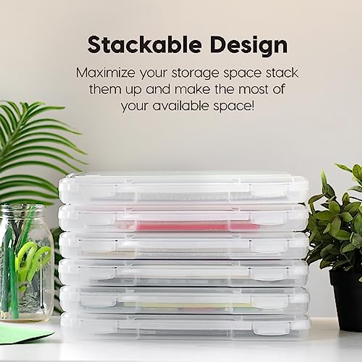 IRIS USA Portable Board Game Organizer Plastic Project Storage Case Box with Snap-Tight Latch, 10-Pack, Fits 8.5" x 11" Papers, for Games Puzzle Magazine A4 Paper Craft Hobby Art Supplies, Slim,Clear