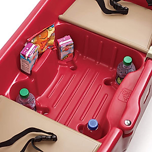 Step2 All Around Canopy Wagon for Kids, Spacious Outdoor Wagon with Seats, Safety Belts, and Adjustable Canopy, Ages 1.5-5 Years Old, Red