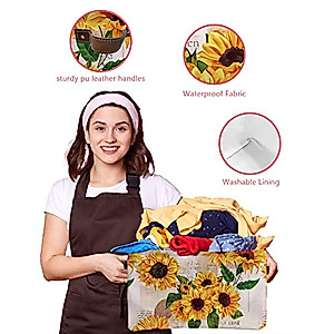 Storage Baskets for Shelves, Foldable Rectangle Storage Baskets, Sunflower with Old Newspaper Storage Containers for Organizing Dorm Closet Room, 2-Pack (15” x 11” x 9.5”)