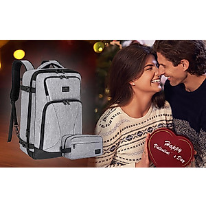 MATEIN Travel Backpack for Men, Flight Approved Carry On Backpack with Toiletry Bag Expandable Luggage Backpack Water Resistant Business Daypack Extra Large Weekender Bag 40L, Gift for Men Women, Grey