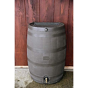 RTS Home Accents 50-Gallon Rain Water Collection Barrel with Brass Spigot, Brown