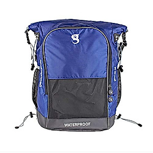 geckobrands Dueler Waterproof 32L Backpack (Royal Blue/Grey), Use for nearly any sport, 2 compartments, Separate Wet from Dry, Personalize