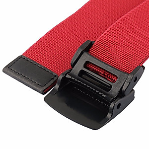 moonsix Men's Elastic Belt,Outdoor Military Tactical Duty Web Belt with Plastic Buckle,Red