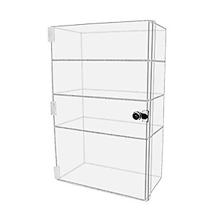 Marketing Holders Acrylic Locking Vertical Cabinet with Keys 12" x 7.88" x 19" Clear Tall Countertop Locker One Piece No Assembly Cupboard with Swinging Door for Retail Merchandise