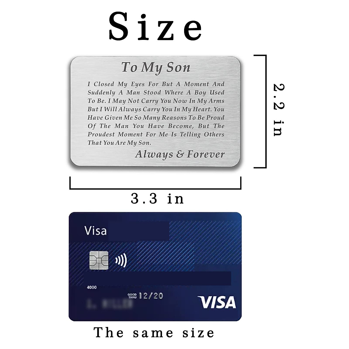 JAmuruwt Gifts for Son Metal Wallet Insert Card to My Son Gifts from Mom and Dad Birthday Christmas Graduation Wedding Deployment Gifts for Son