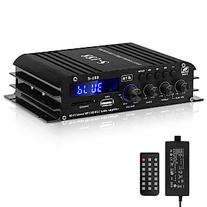 Bluetooth Audio Power Amplifier S188 2.1CH 40Wx2+50W Output Hi-Fi Subwoofer Amplifier Integrated Mini Stereo Amp Receiver W/USB,AUX,Remote Control for Home Car Speakers