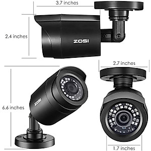 ZOSI 4 Pack 1080P 2.0MP Outdoor Indoor 3.6mm 24PCS Infrared IR Lens Day Night CCTV IR Cut Surveillance Security Camera Compatible for TVI DVR (Renewed)